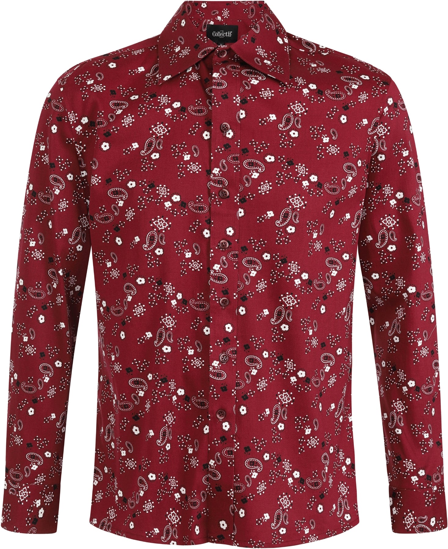 Collectif JAMIE BANDANA Vintage PAISLEY Rundhals Langarm 50s HEMD Shir ...