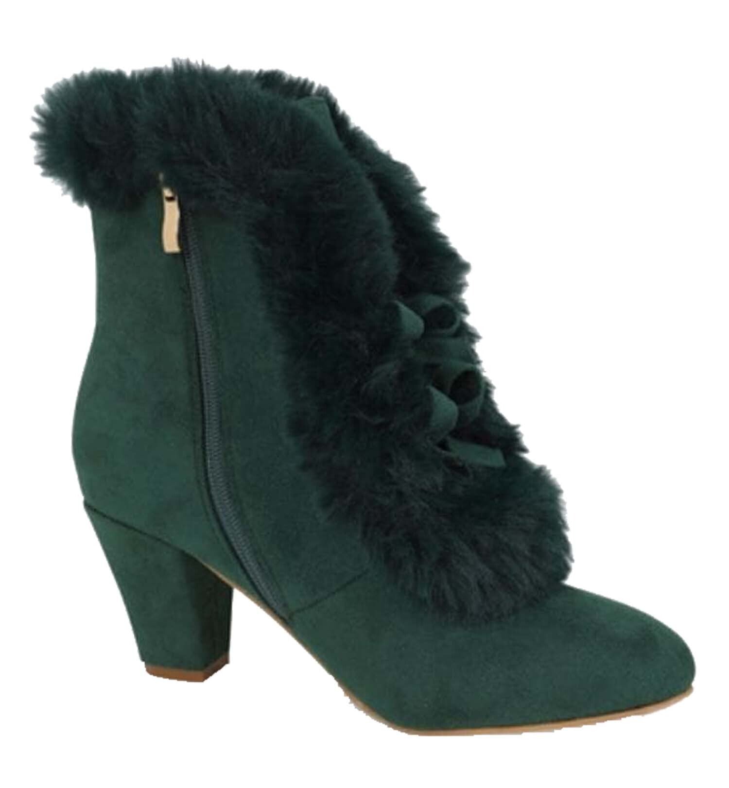 Lulu Hun «TATIANA FAUX FUR» Suede Vintage Vamp STIEFELETTE Ankle Boots ...
